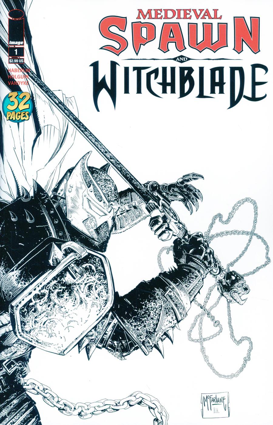 Medieval Spawn / Witchblade #1 - Todd McFarlane - B&W - CovrPrice