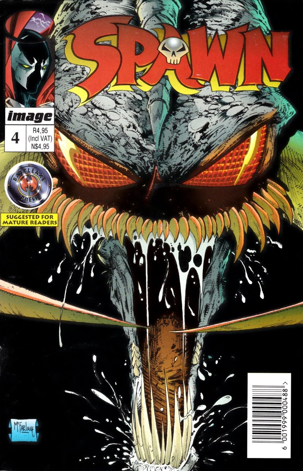 Spawn #4 - Todd McFarlane - Battleaxe Press - Newsstand - CovrPrice